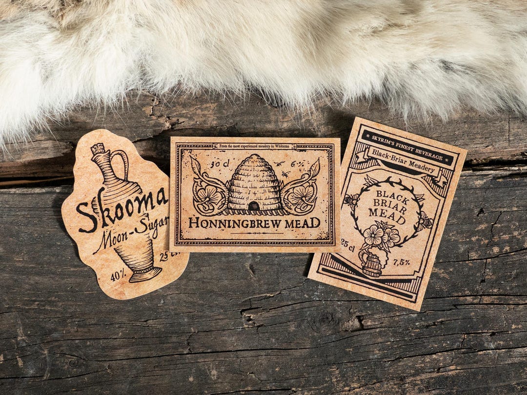 3 Skyrim Beverages Stickers - Skooma, Honningbrew and Black-briar Mead ...