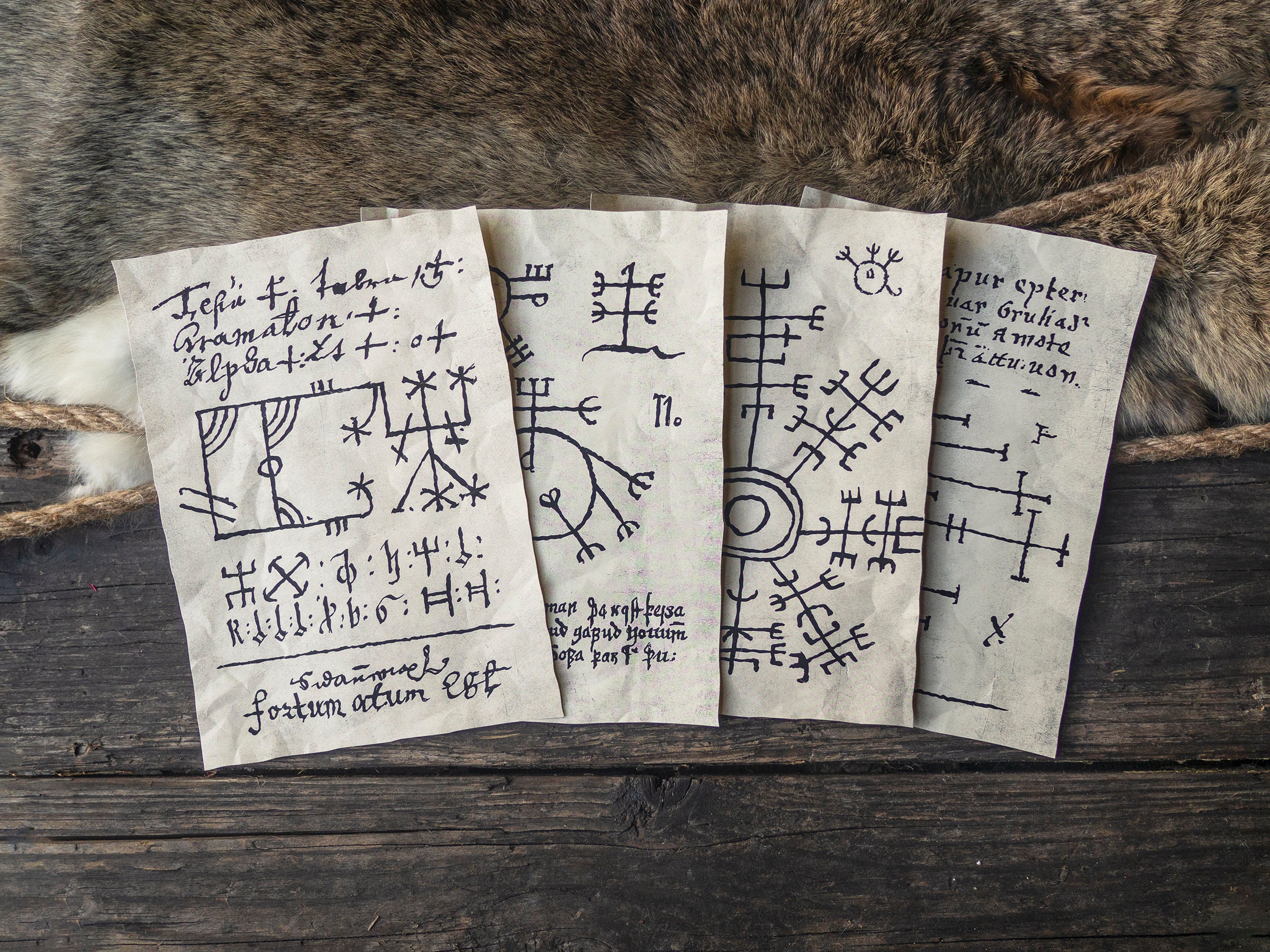 4 Icelandic Magical Staves Witchcraft Pages Galdrabok - Etsy UK