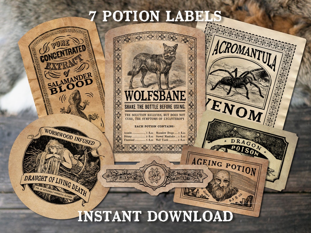 7 Potion Apothecary Labels - Set I - Laboratory Inspired - DIGITAL ...