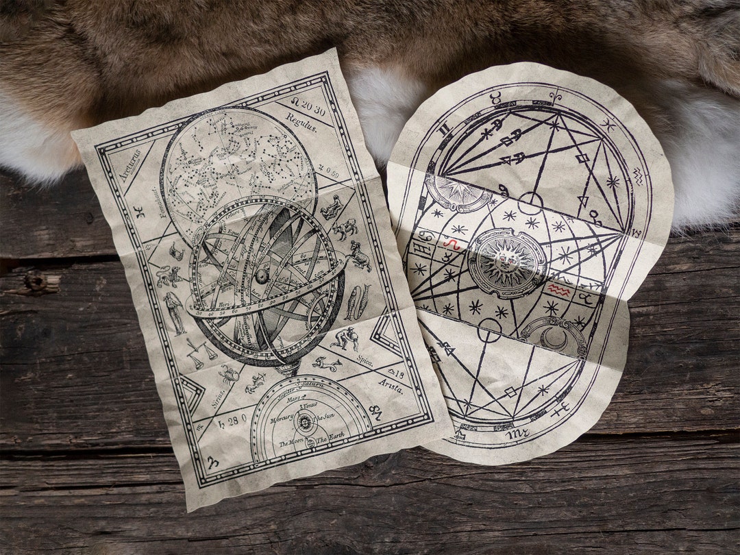2 Mysteries of Astrology Scrolls - Foldable Solar Zodiac Maps - Etsy