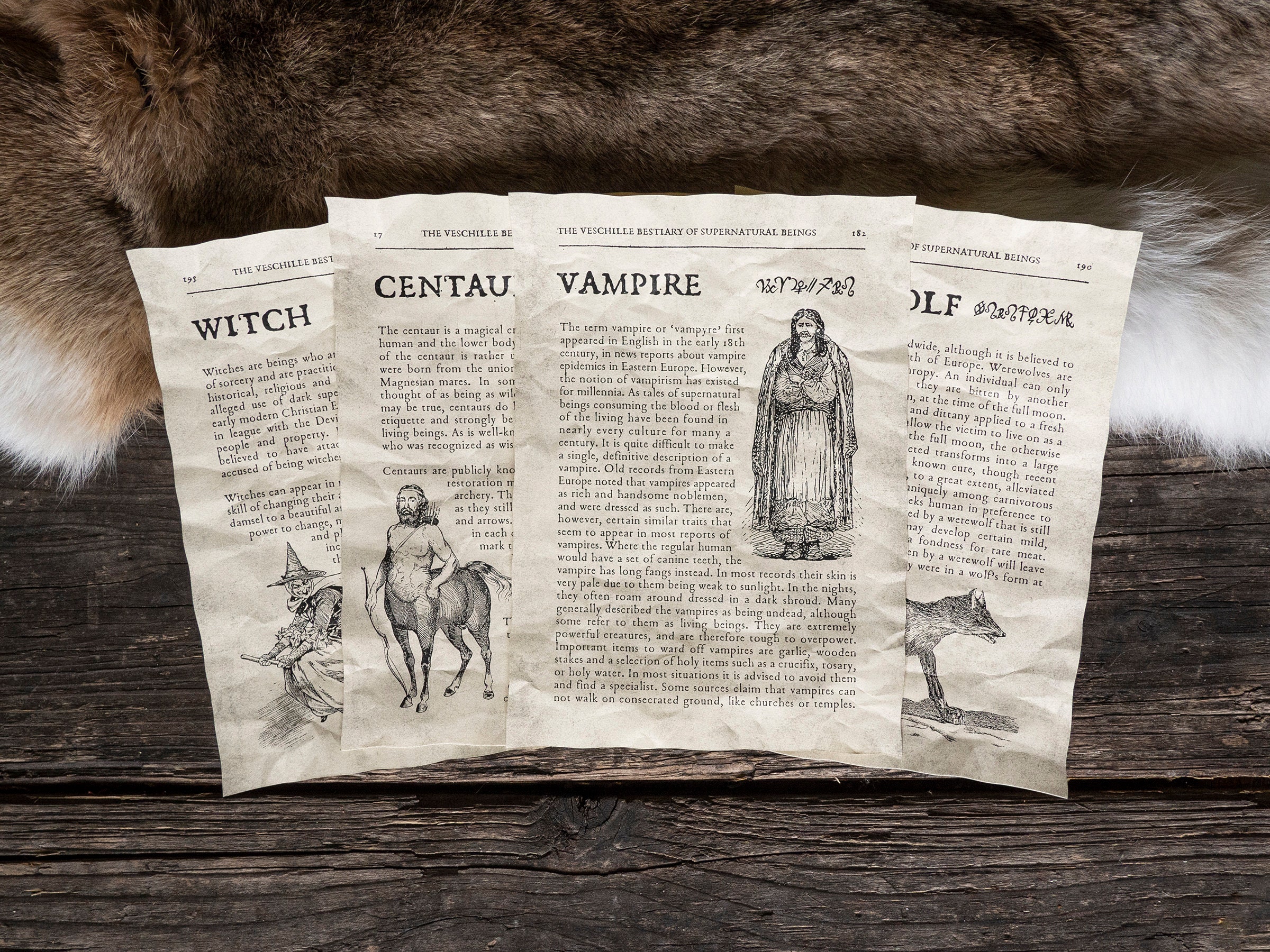 4 Magical Beasts Inspired Pages Centaur Werewolf Witch and - Etsy UK
