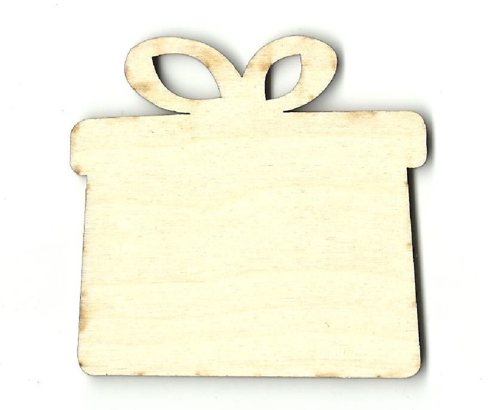 Present Laser Cut Out Unfinished Wood Shape Craft Supply | Etsy