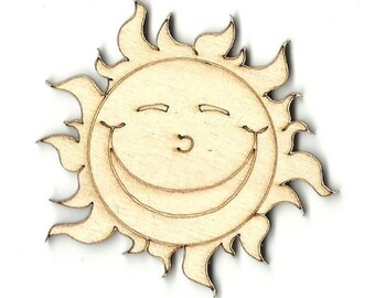 Sun Engraved Laser Cut Out Unfinished Wood Shape Craft | Etsy