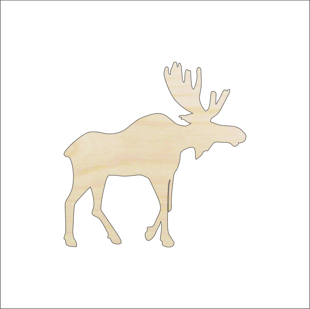 Moose - Wood Craft Shape Laser Cut Out & Unfinished DIY Craft Supply ...