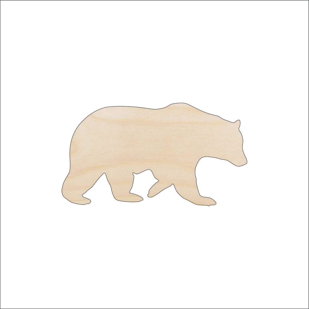 Bear Wood Craft Shape – Laser Cut Baltic Birch Unfinished DIY Art ...