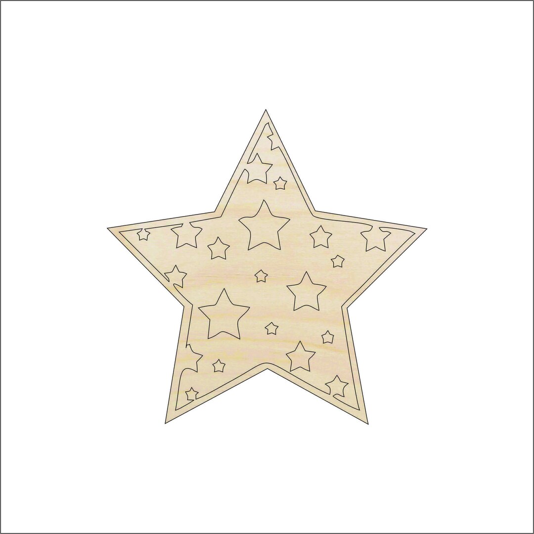 Star - Wood Craft Shape Laser Cut Out & Unfinished DIY Craft Supply ...