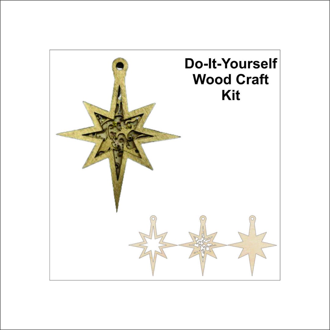 Star of Bethlehem Wood Craft Kit Ornament Door Sign Multi Piece Laser ...