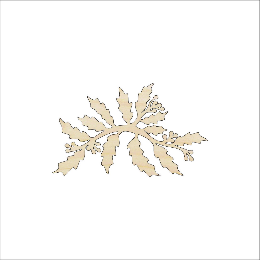 Holly & Berries Laser Cut Out Unfinished Wood Shape Craft Supply XMS71 ...