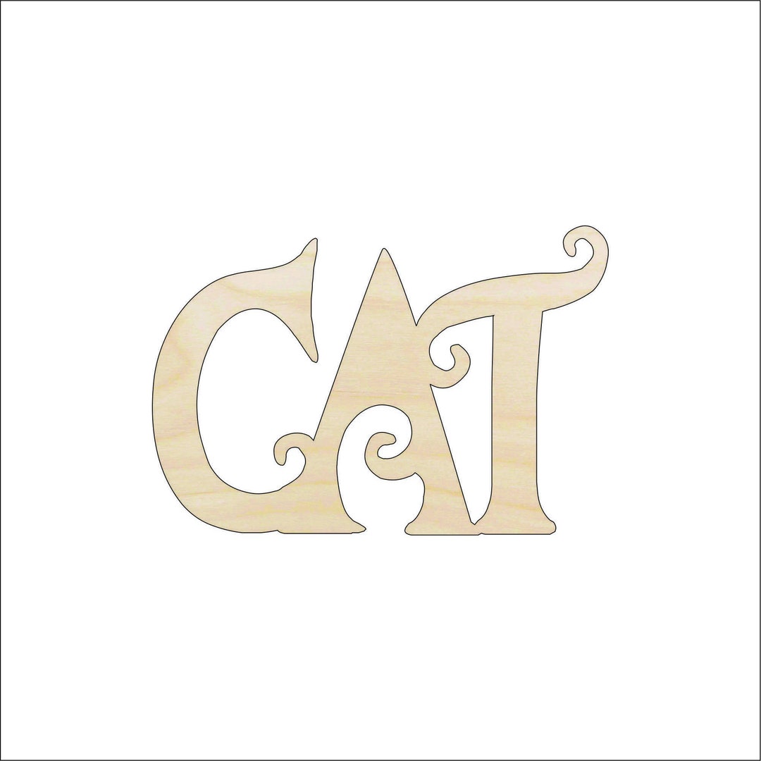Cat Kitty Laser Cut Out Unfinished Wood Shape Craft Supply CAT5 - Etsy