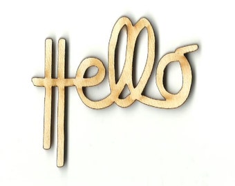 Hello Script Word Wood Sign Wooden Words Sign Art Rustic - Etsy