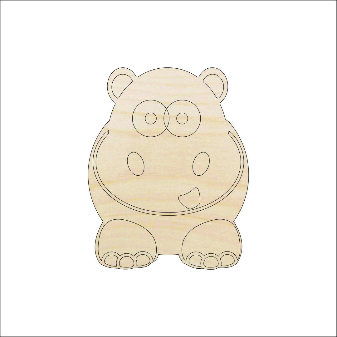 Hippo - Wood Craft Shape Laser Cut Out & Unfinished DIY Craft Supply ...
