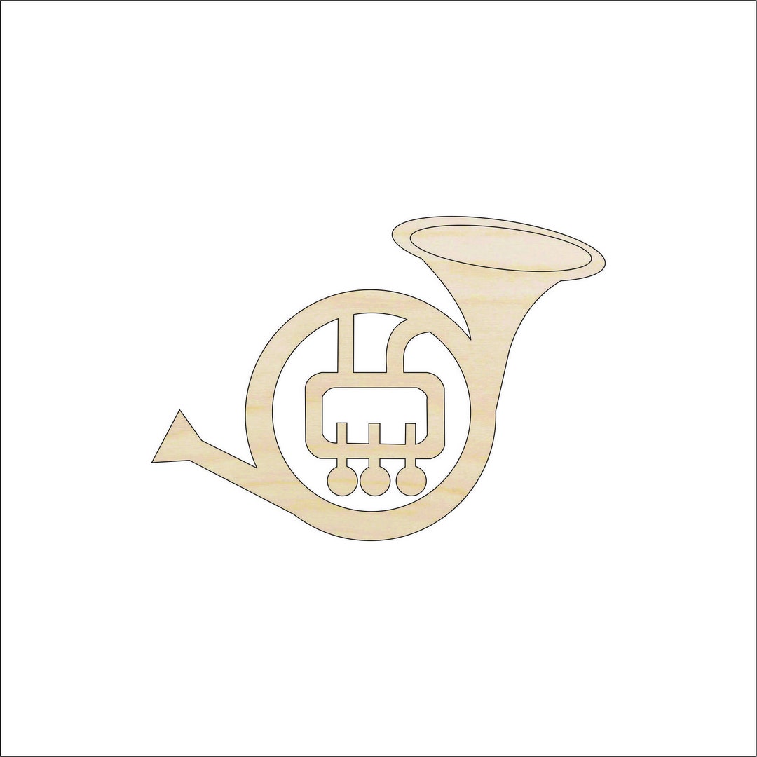 Music French Horn - Laser Cut Out Unfinished Wood Shape Craft Supply ...