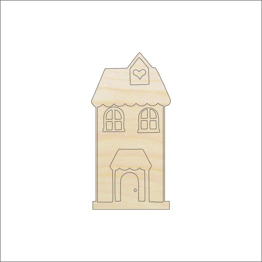 Building House - Wood Craft Shape Laser Cut Out & Unfinished DIY Craft ...