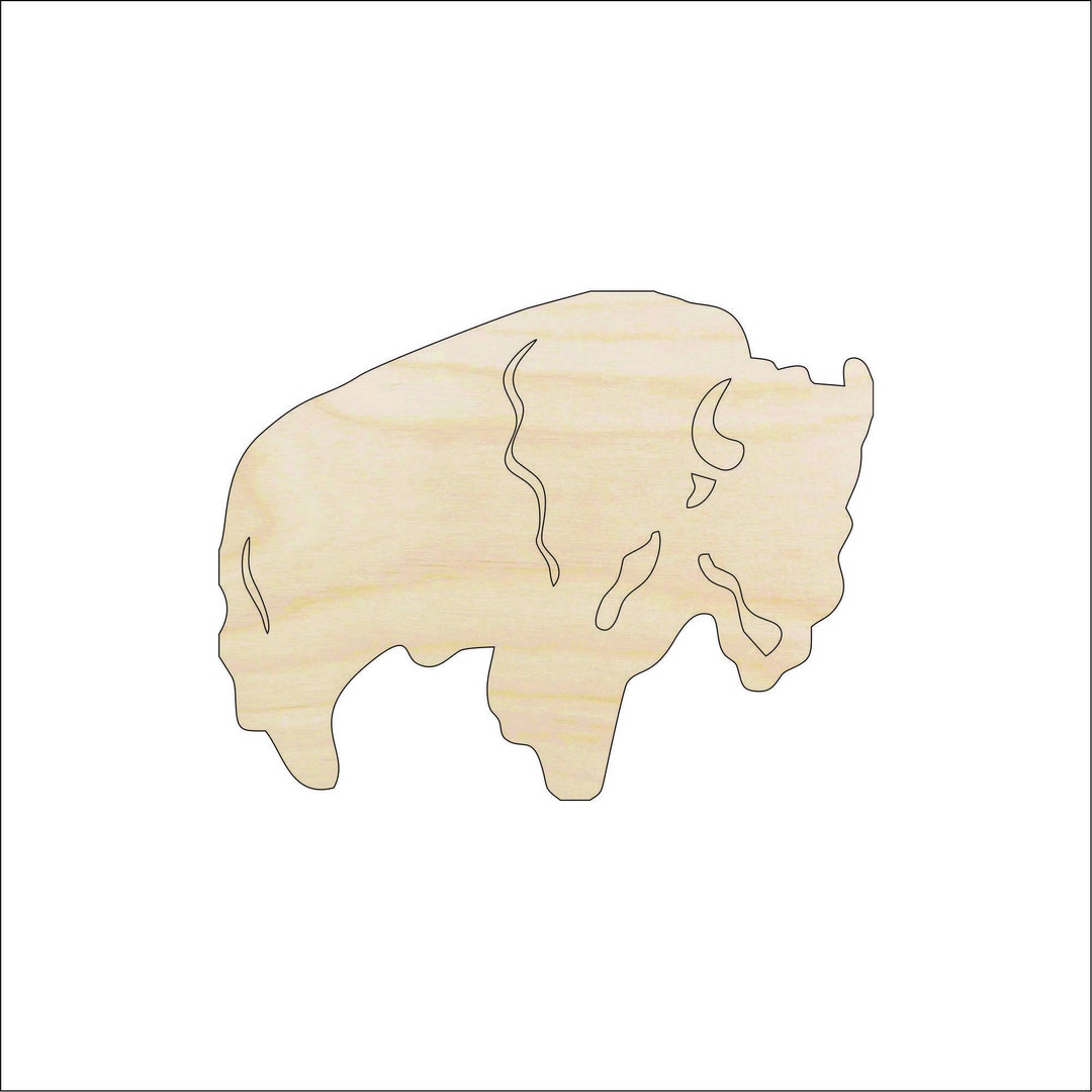 Bison Buffalo - Wood Craft Shape Laser Cut Out & Unfinished DIY Craft ...