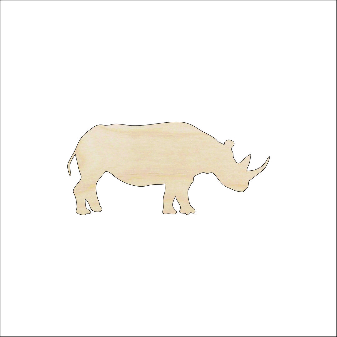 Rhino - Wood Craft Shape Laser Cut Out & Unfinished DIY Craft Supply ...