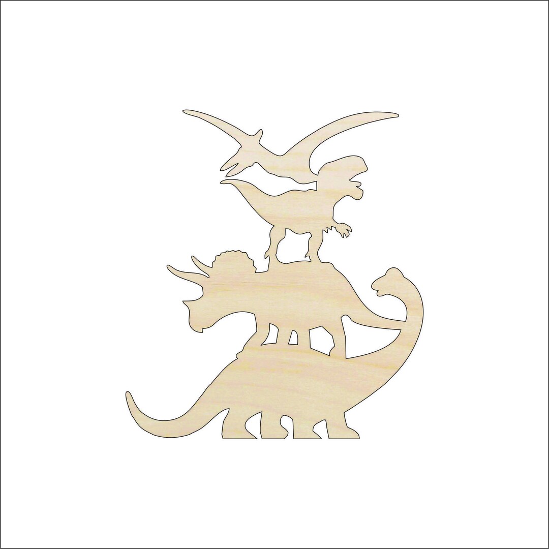 Dinosaur Stack Laser Cut Out Unfinished Wood Shape Craft Supply DIN35 ...