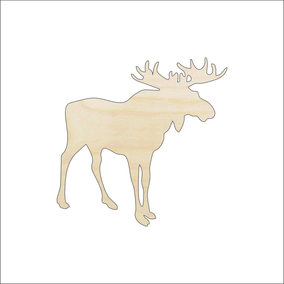 Moose - Wood Craft Shape Laser Cut Out & Unfinished DIY Craft Supply ...