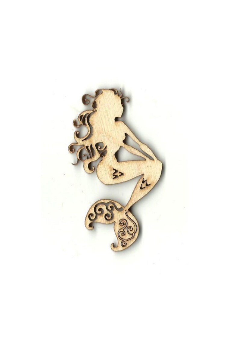 Mermaid Laser Cut Out Unfinished Wood Shape Craft Supply Etsy