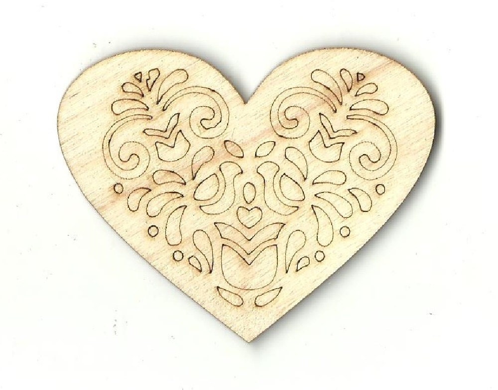 Heart Laser Cut Out Engraved Unfinished Wood Shape Craft | Etsy