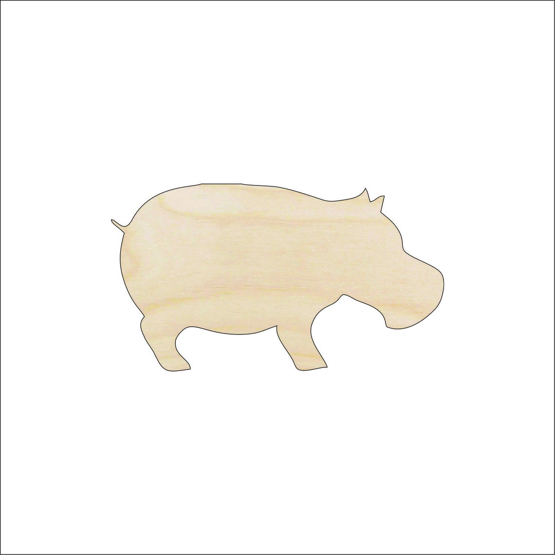 Hippo - Wood Craft Shape Laser Cut Out & Unfinished DIY Craft Supply ...