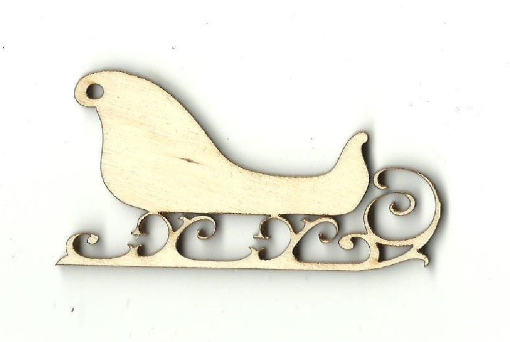 Sleigh Unfinished Wood Laser Cut Out Shape Craft Supply | Etsy