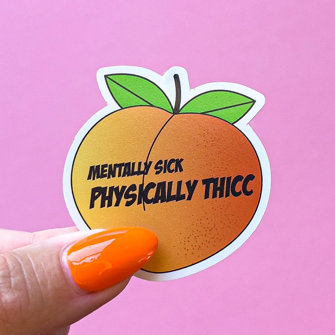 Thicc Peach Pun Sticker Decal for Planners, Laptops, Tumblers, Cars ...