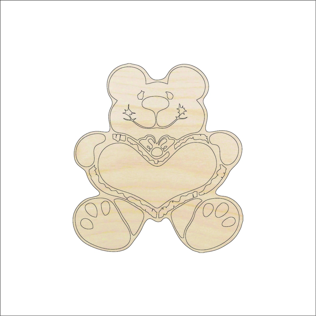 Toy Teddy Bear Engraved Laser Cut Out Unfinished Wood Shape Craft ...