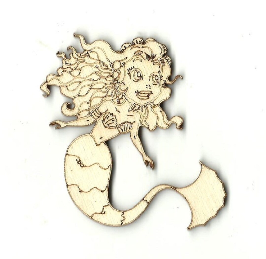 Mermaid Laser Cut Out Unfinished Wood Shape Craft Supply - Etsy