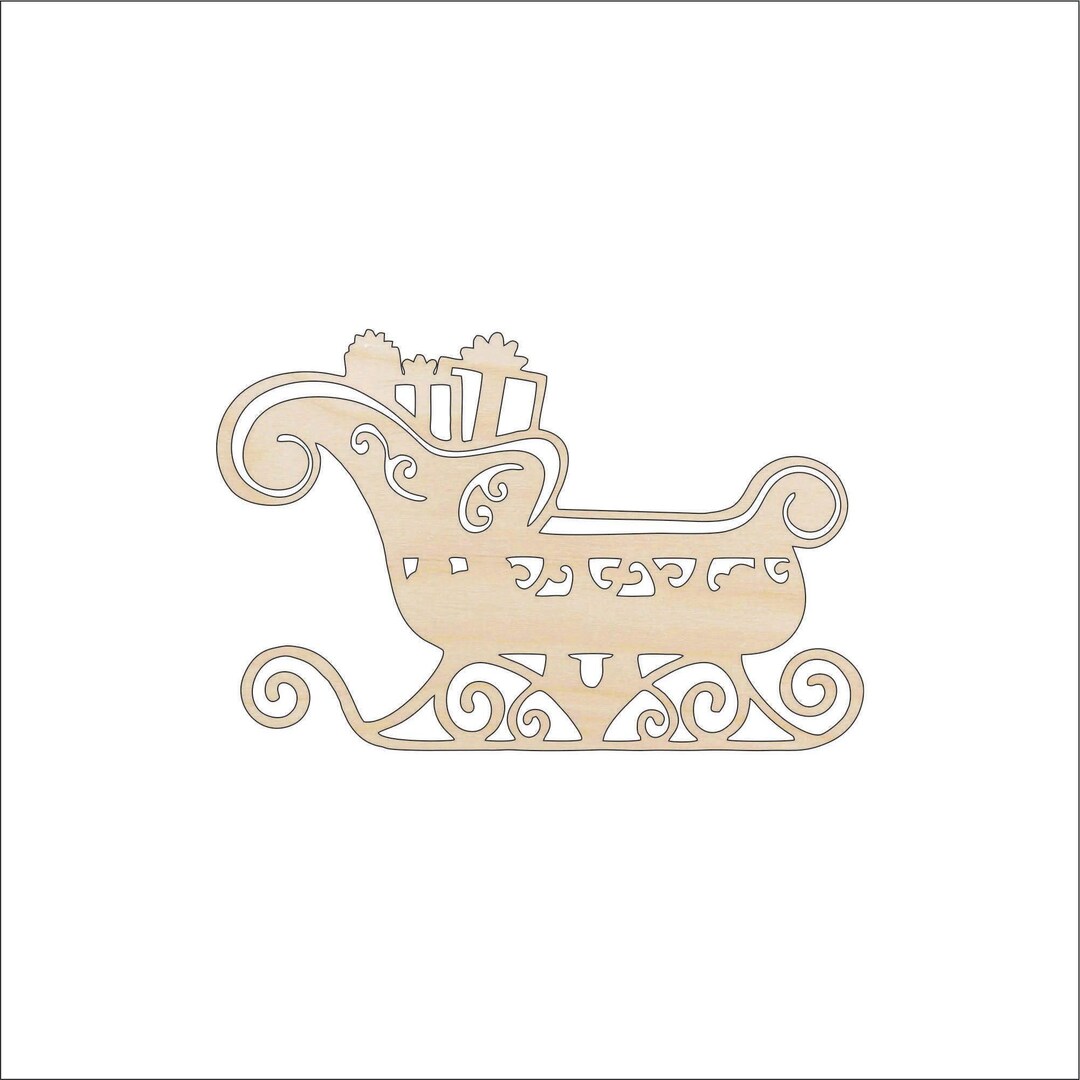 Sleigh Wood Craft Shape - Laser Cut Baltic Birch Unfinished DIY Art ...