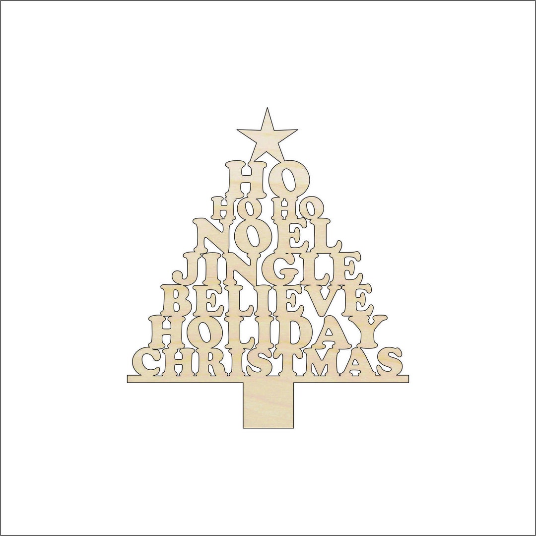 Word Christmas Tree - Laser Cut Out Unfinished Wood Shape Craft Supply ...