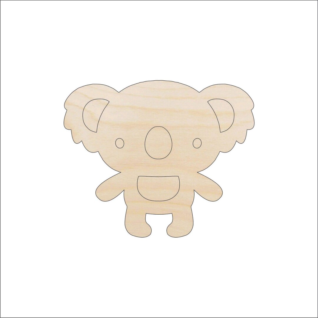 Koala Bear Wood Craft Shape – Laser Cut Baltic Birch Unfinished DIY Art ...
