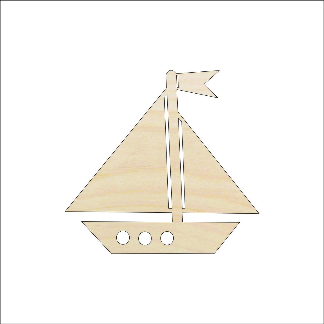 Cute Sailboat - Unfinished Laser Cut Out Wood Shape Craft Supply BOT34 ...