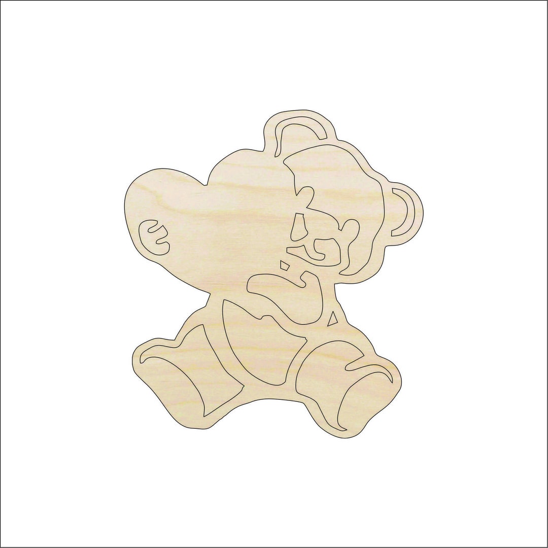 Toy Teddy Bear - Engraved Laser Cut Out Unfinished Wood Shape Craft ...