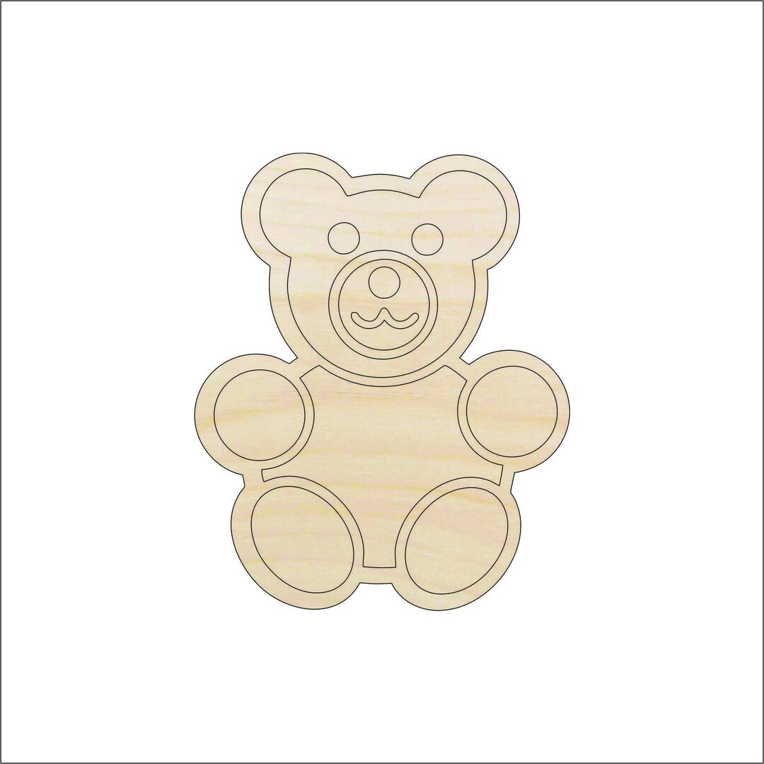 Toy Teddy Bear - Laser Cut Out Unfinished Wood Shape Craft Supply TOY32 ...