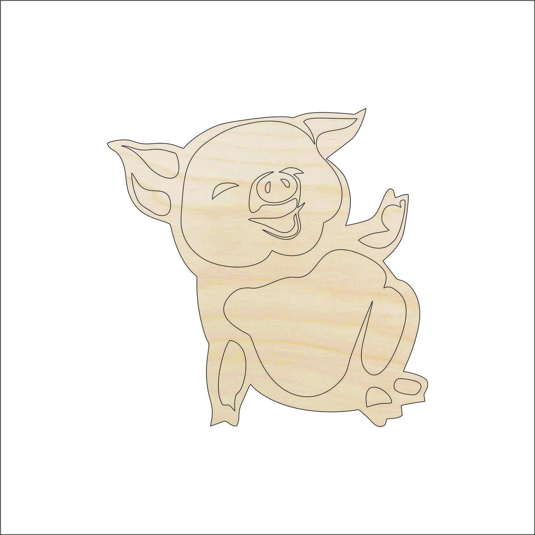 Pig - Wood Craft Shape Laser Cut Out & Unfinished DIY Craft Supply PIG5 ...