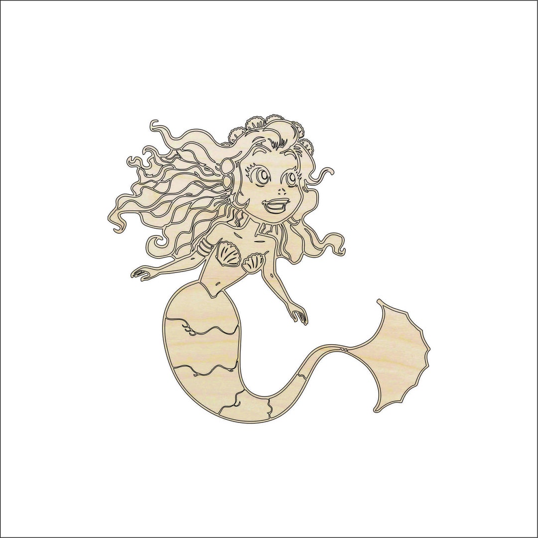 Mermaid - Laser Cut Out Unfinished Wood Shape Craft Supply SEA20 - Etsy