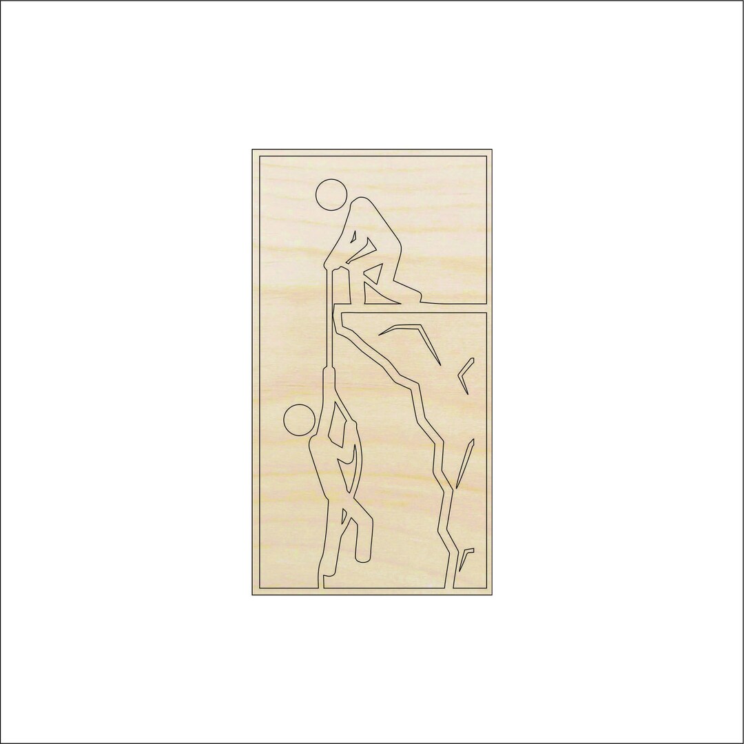 Rock Climbing Picture Unfinished Wood Laser Cut Out Shape Craft Supply ...
