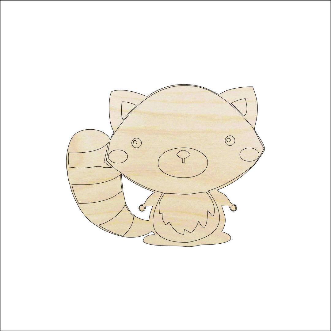 Raccoon Laser Cut Out Unfinished Engraved Wood Shape Craft Supply ...