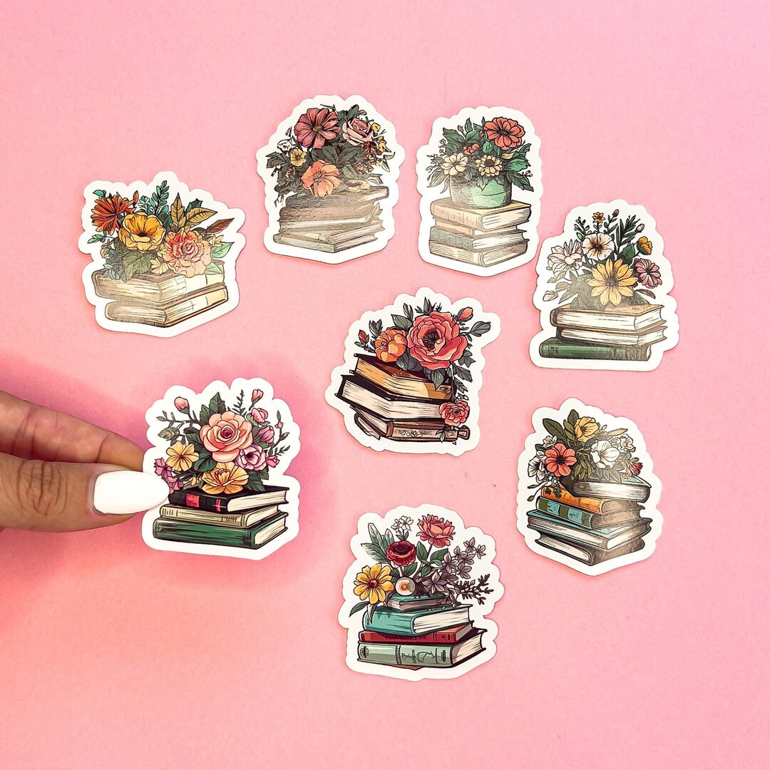 Floral Book Sticker Vinyl Design (laptop, Tumbler, Water Bottle) 3BOK ...