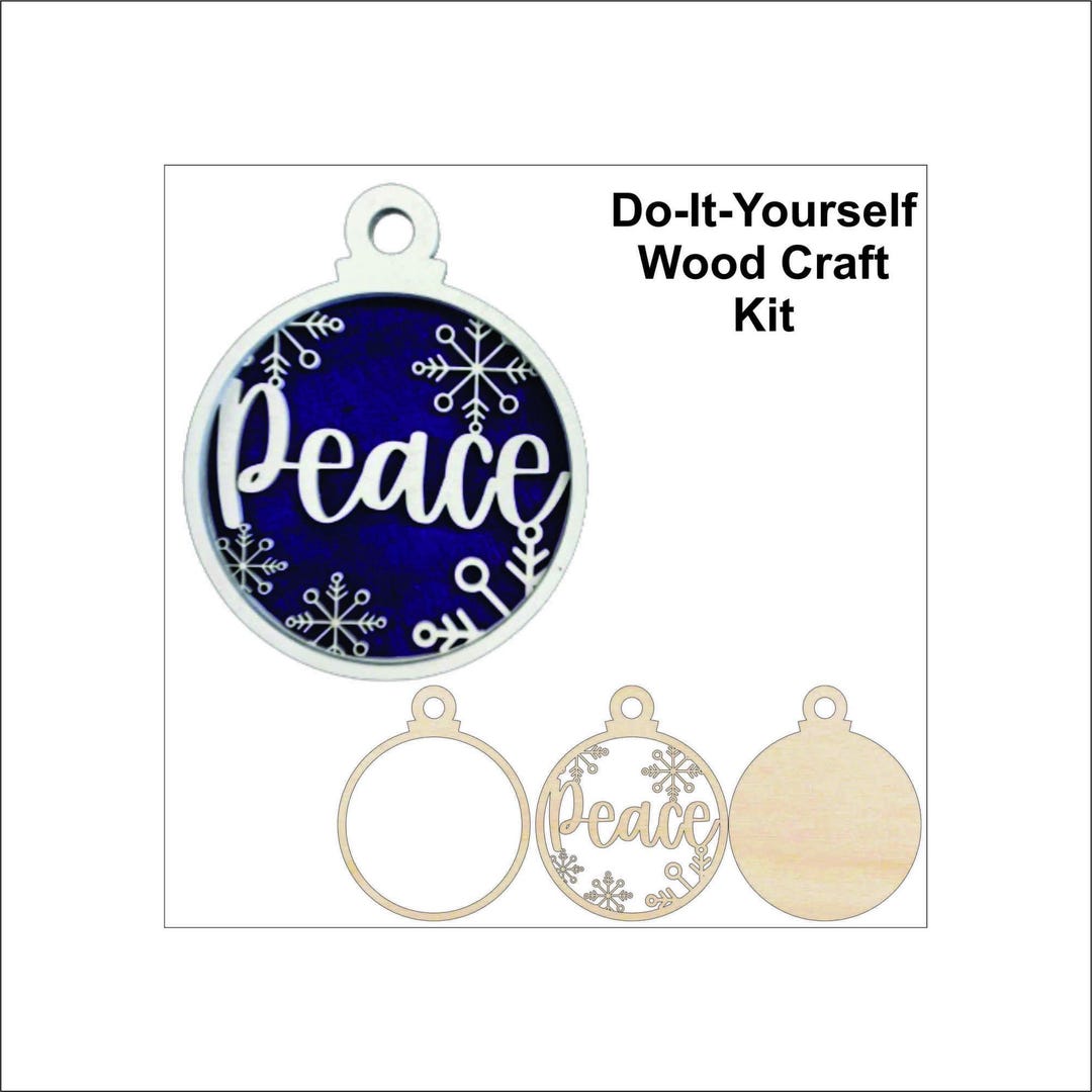 Peace Laser Cut Ornament – Baltic Birch Wood Craft Supplies DIY Kit RE7 ...