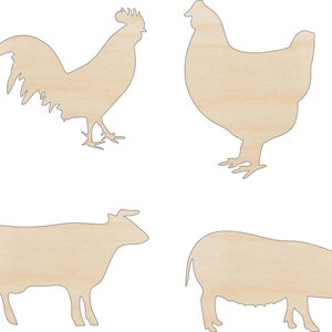 Pack Farm Animal Shapes Laser Cut Out Unfinished Wood Craft Shapes PK5 ...