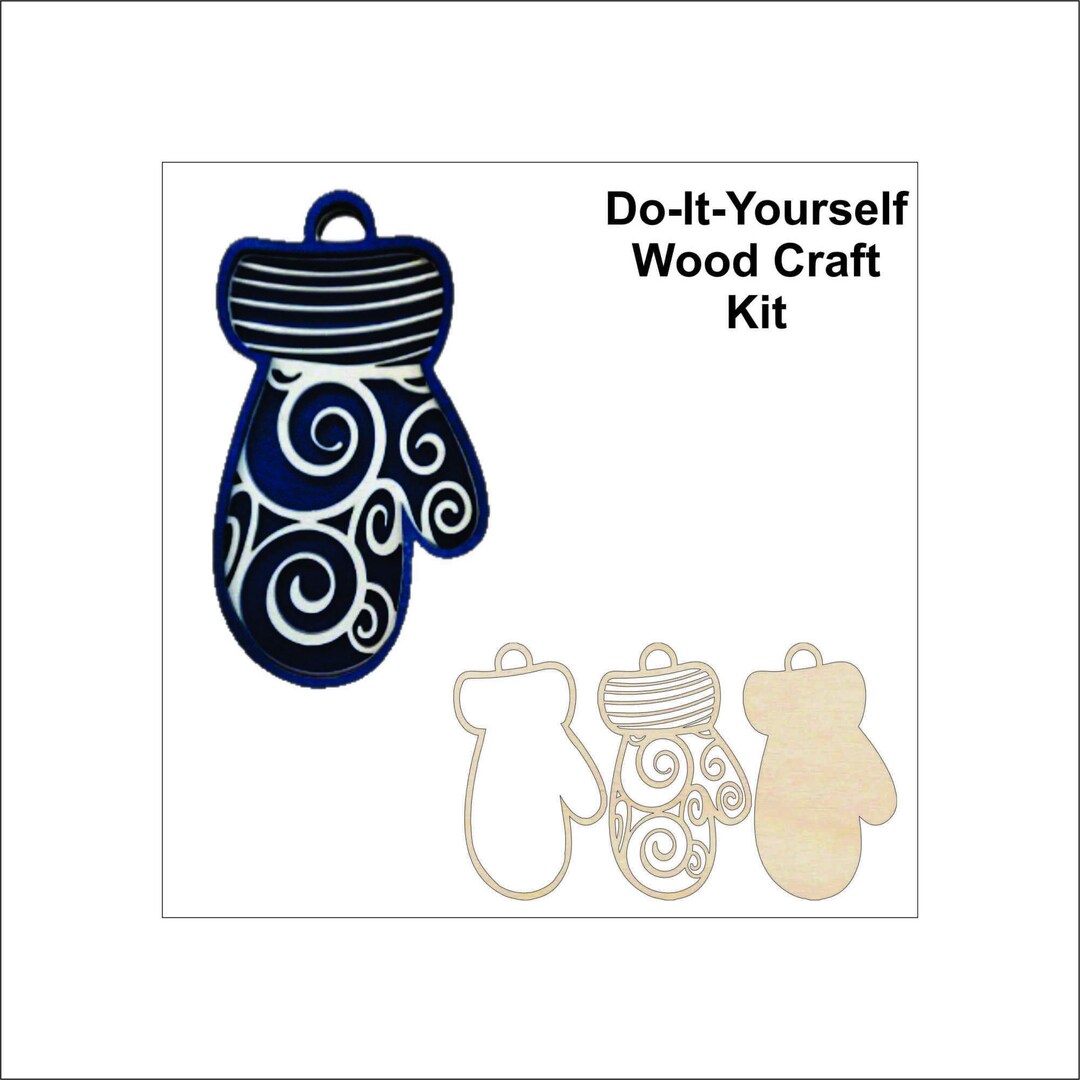 Mitten Wood Craft Kit Ornament Door Sign Multi Piece Laser Cut Out ...