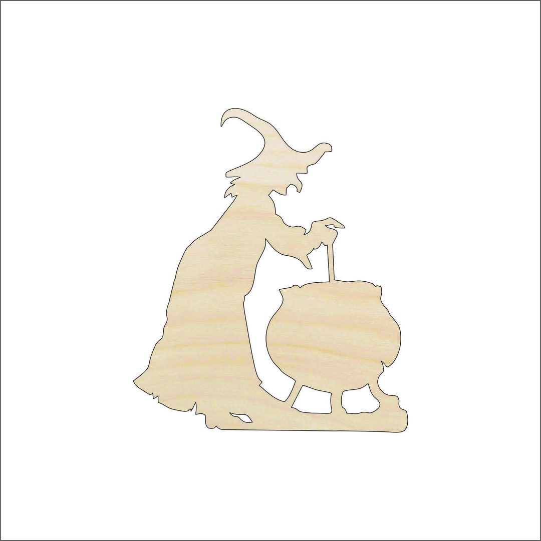 Witch and Cauldron - Wood Craft Shape Laser Cut Out & Unfinished DIY ...