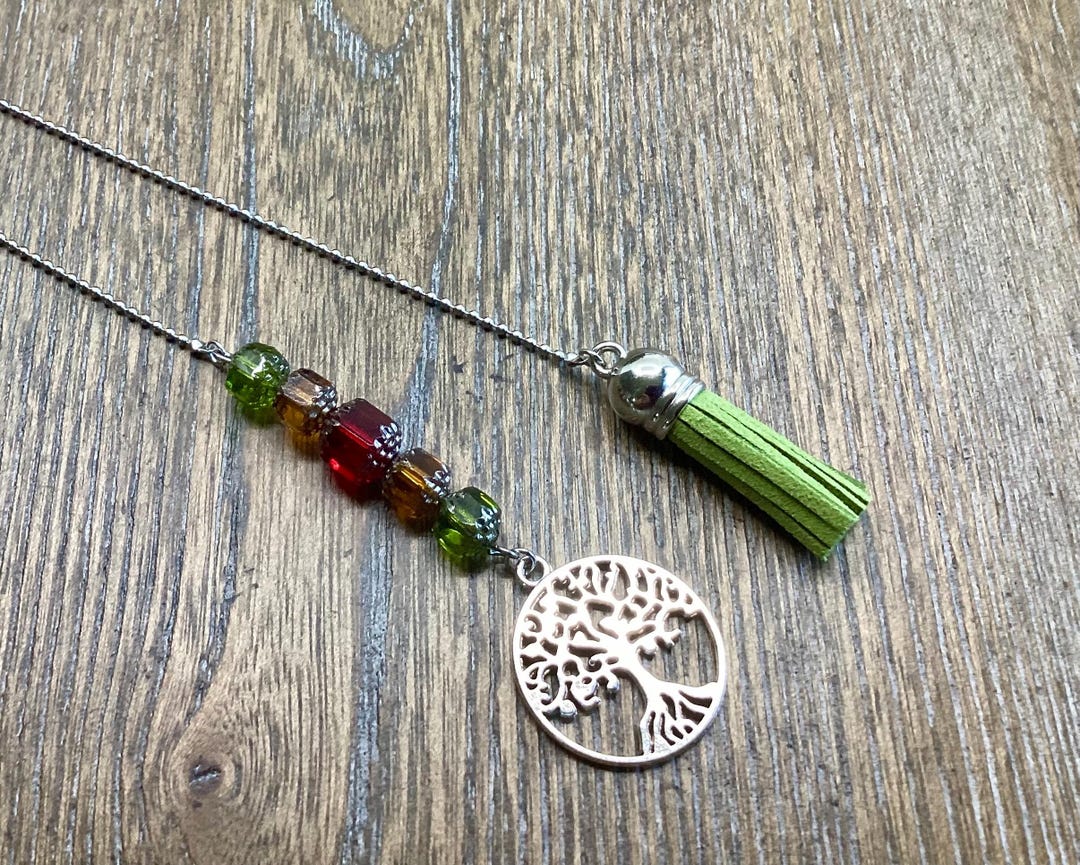Tree of Life Silver Chain Bookmark, Beaded Tree Book Thong, Bookmarker ...