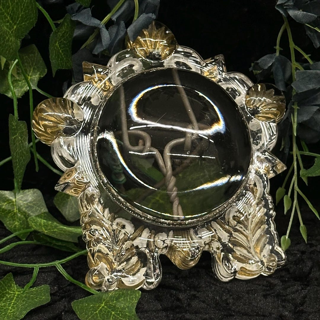 Antique 1800's Victorian Glass Mourning Star Goofus Glass Photo ...