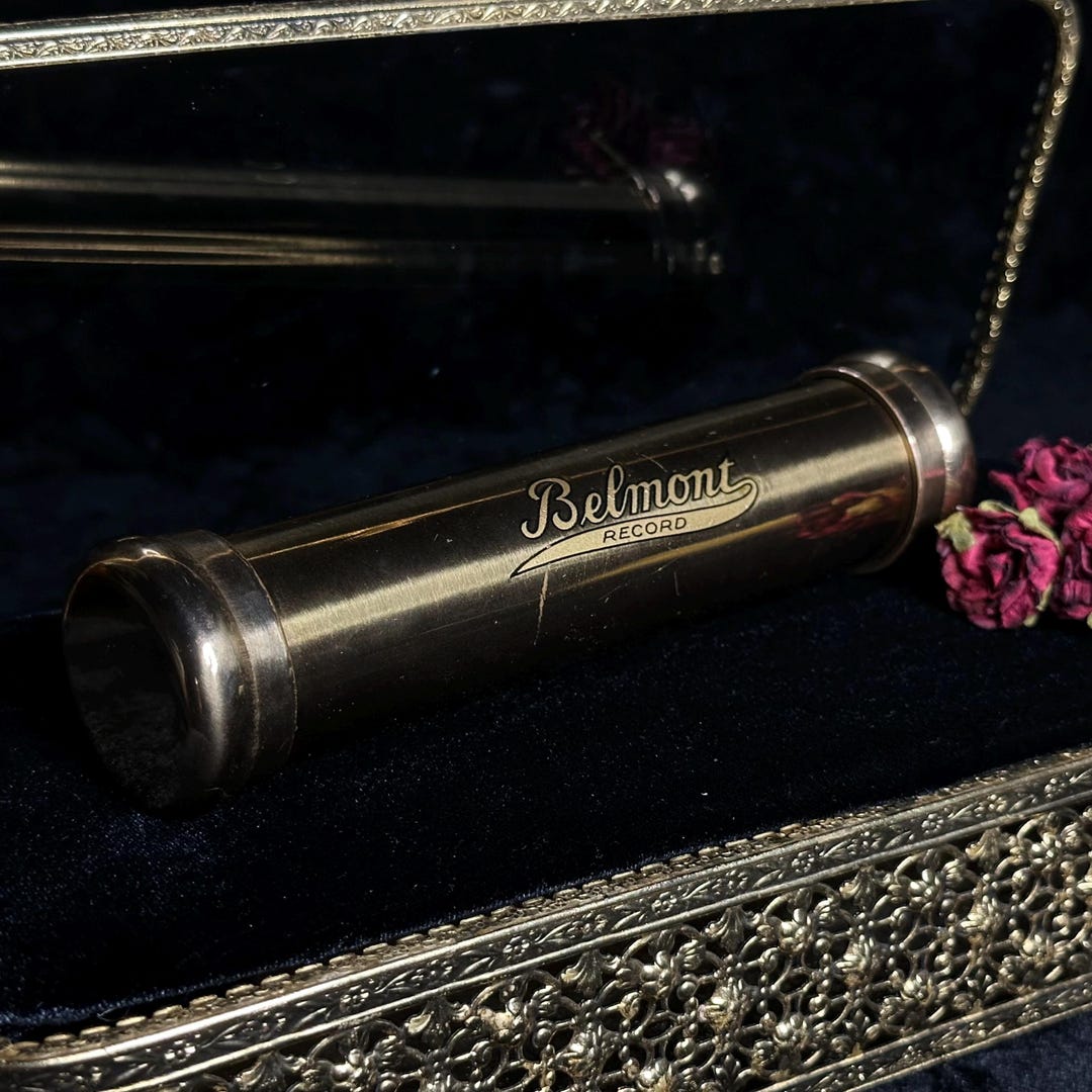 1900s Brass Belmont Casket Memorial Tube in Original Velvet Lined Box ...