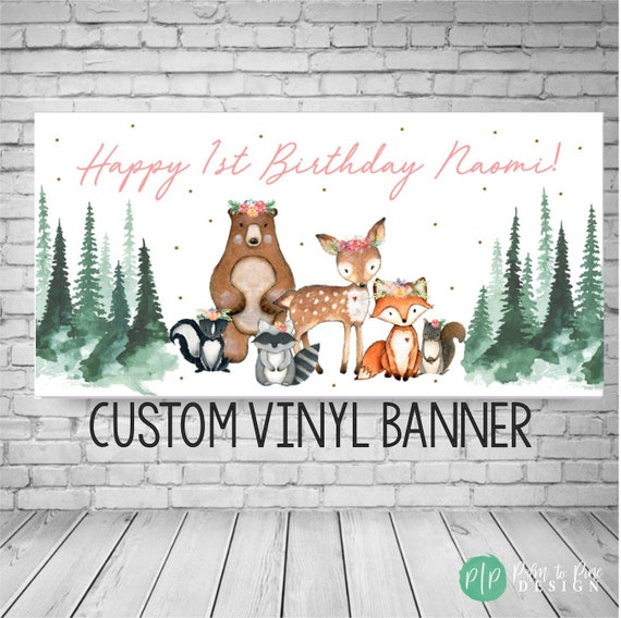 Woodland Birthday Banner, Woodland Birthday Decorations, Woodland ...