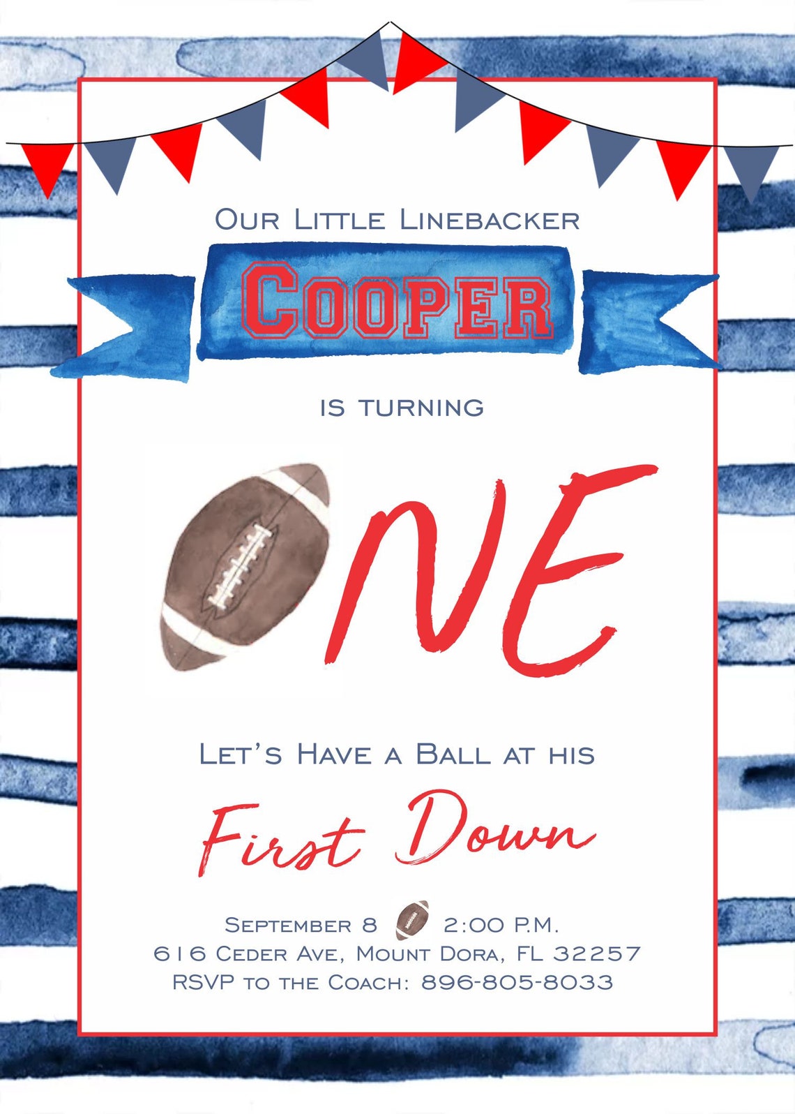 First Birthday Invitation Football Invitation Football - Etsy