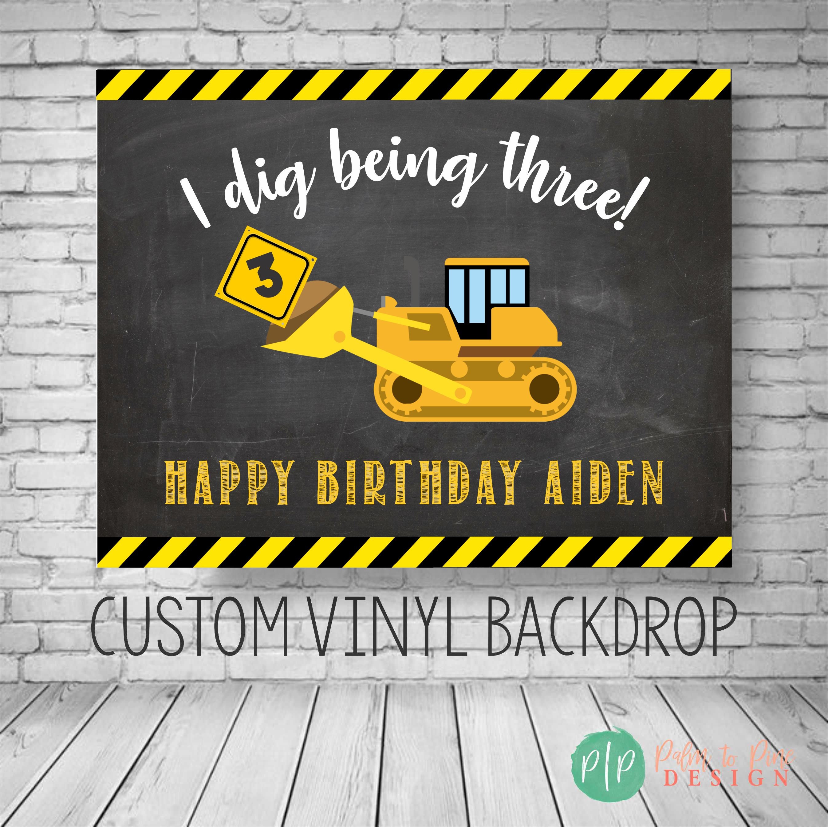 Construction Birthday Banner Construction Backdrop Custom Etsy