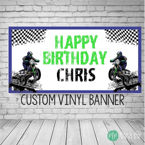 Dirt bike birthday banner, Dirt Bike Party Decor, Supercross Birthday ...